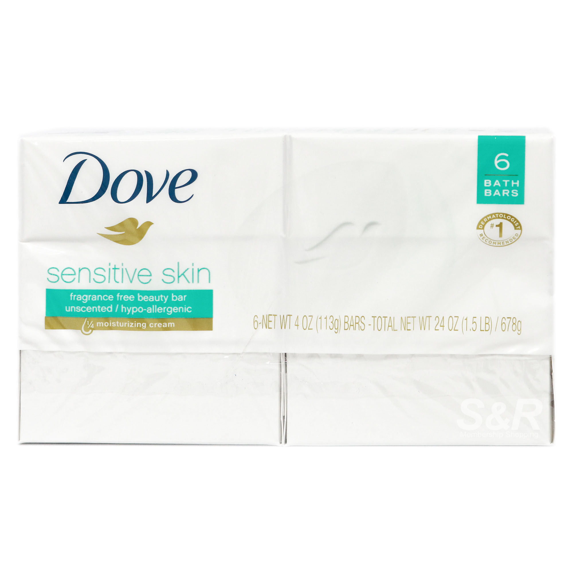 Dove Sensitive Unscented Hypo-allergenic Beauty Bar Soap 6pcs