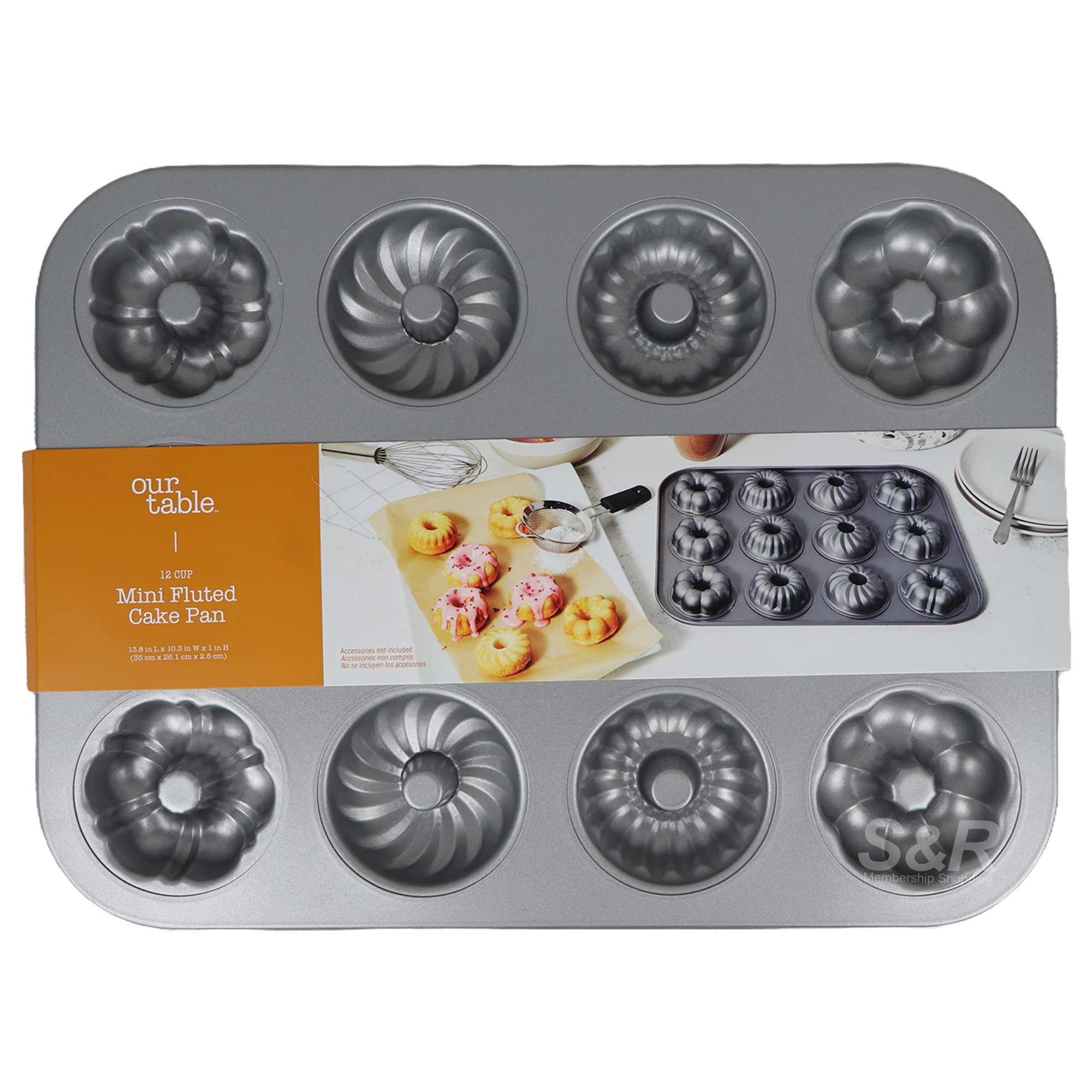 Our Table Mini Fluted Cake Pan 12cup 13.8x10.3x1in