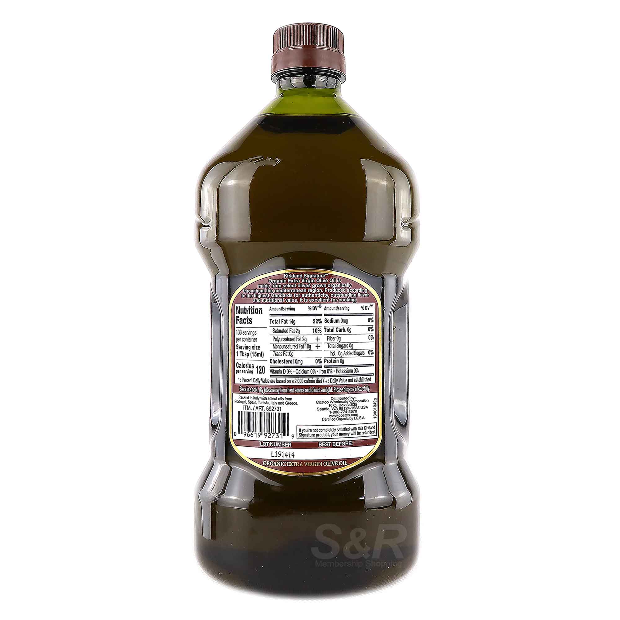 Kirkland Signature Organic Extra Virgin Olive Oil 2L