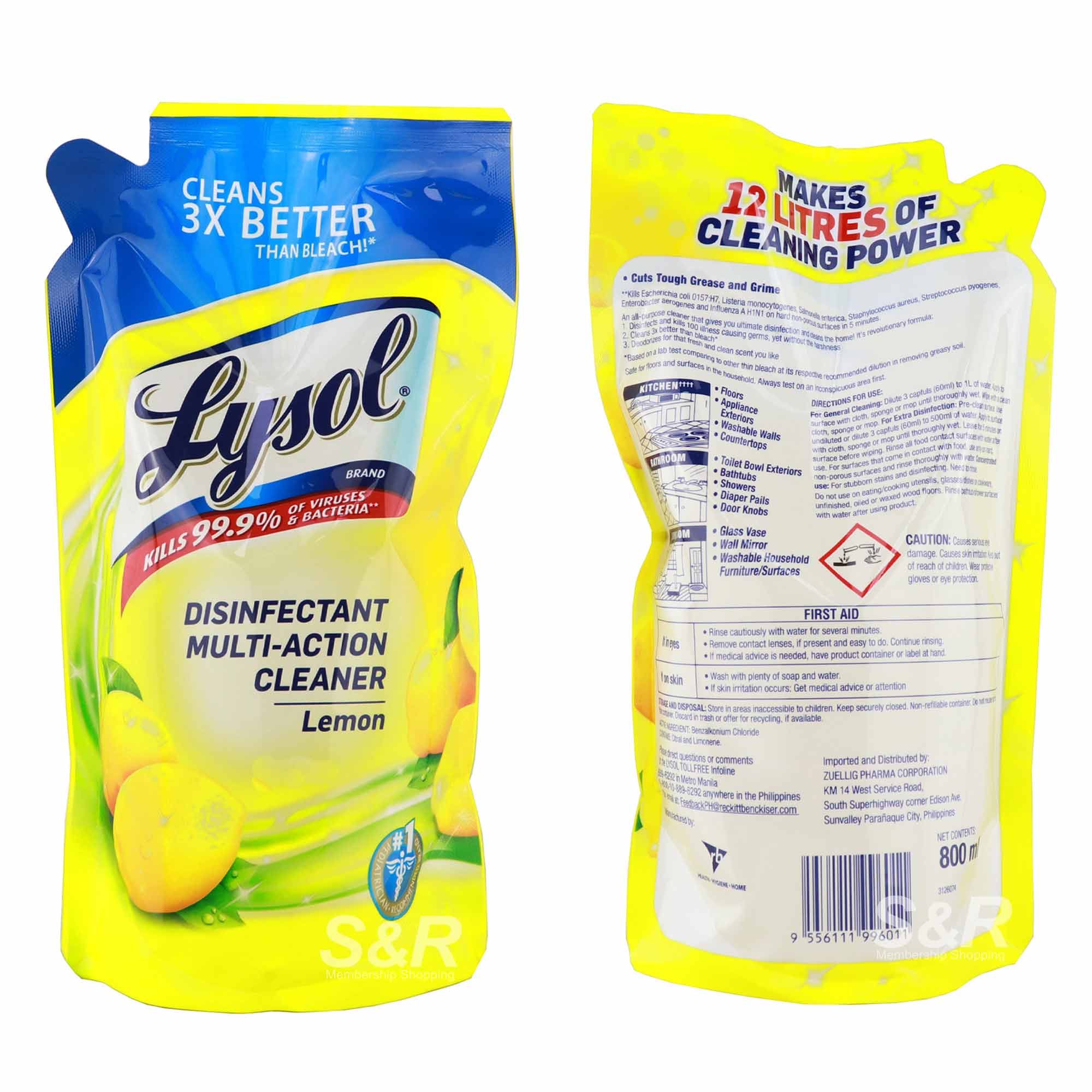 Lysol Lemon Disinfectant Multi-Action Cleaner 800mL