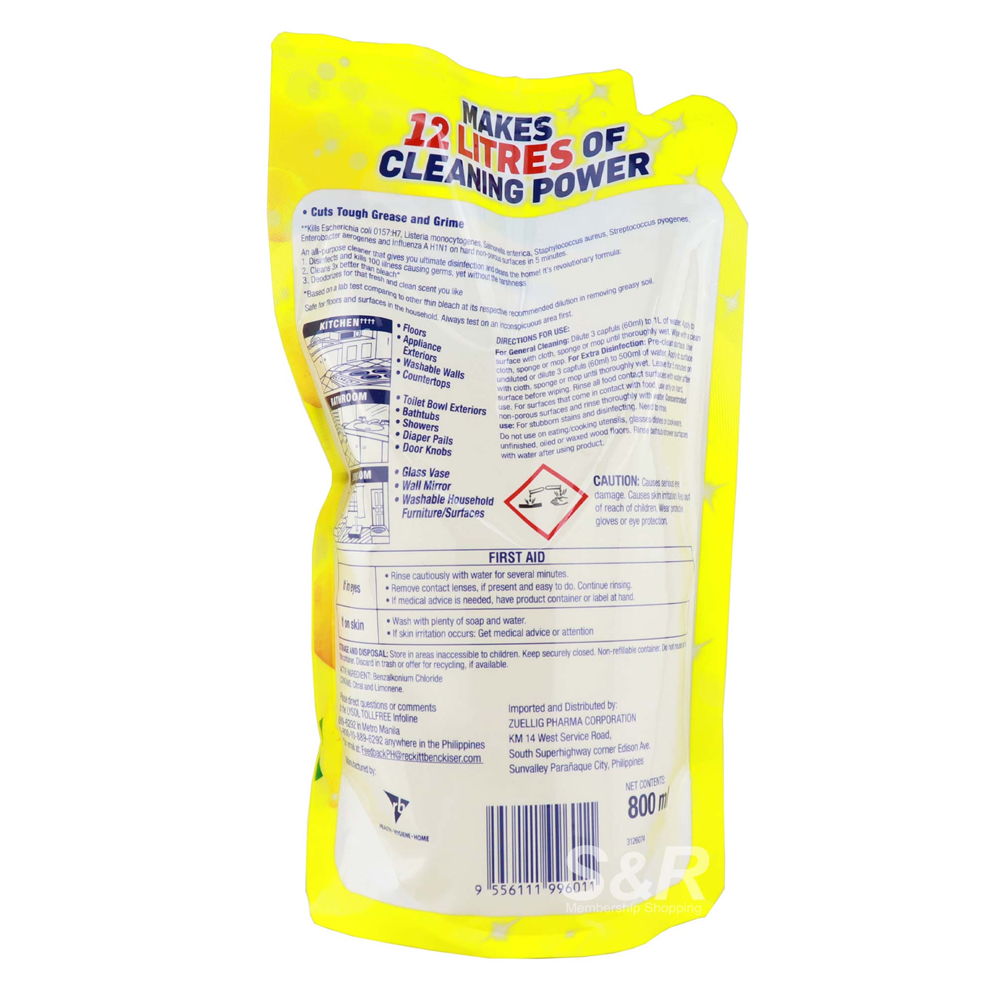 Lysol Lemon Disinfectant Multi-Action Cleaner 800mL