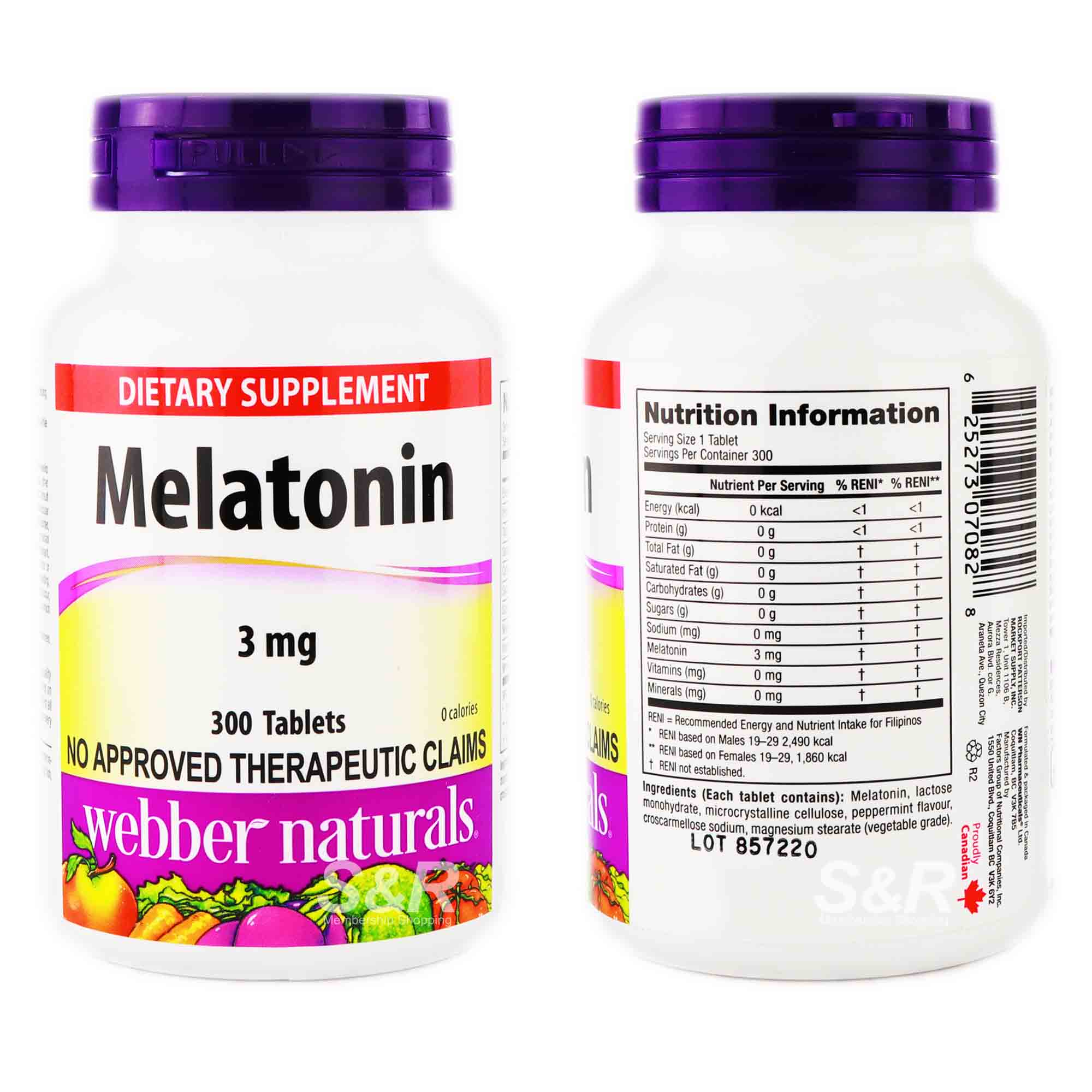 Webber Naturals Melatonin 3mg 300 tablets