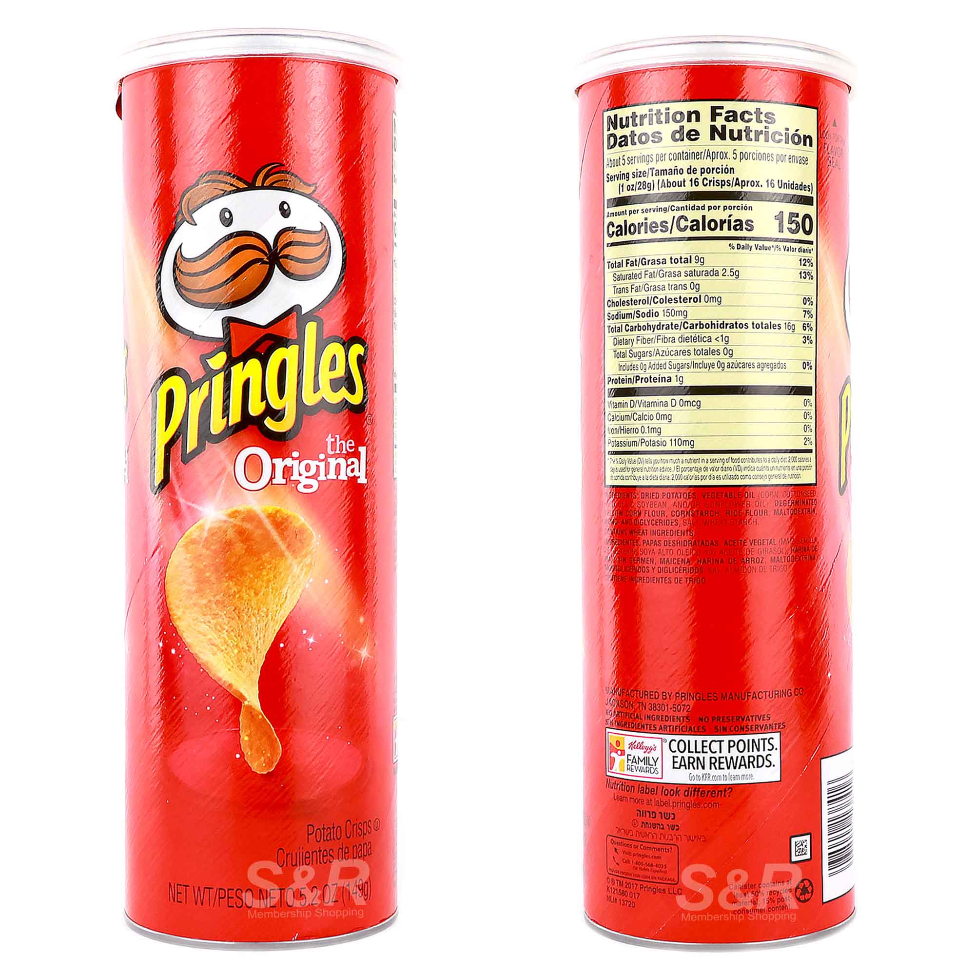 Pringles The Original Flavor Potato Crisps 149g