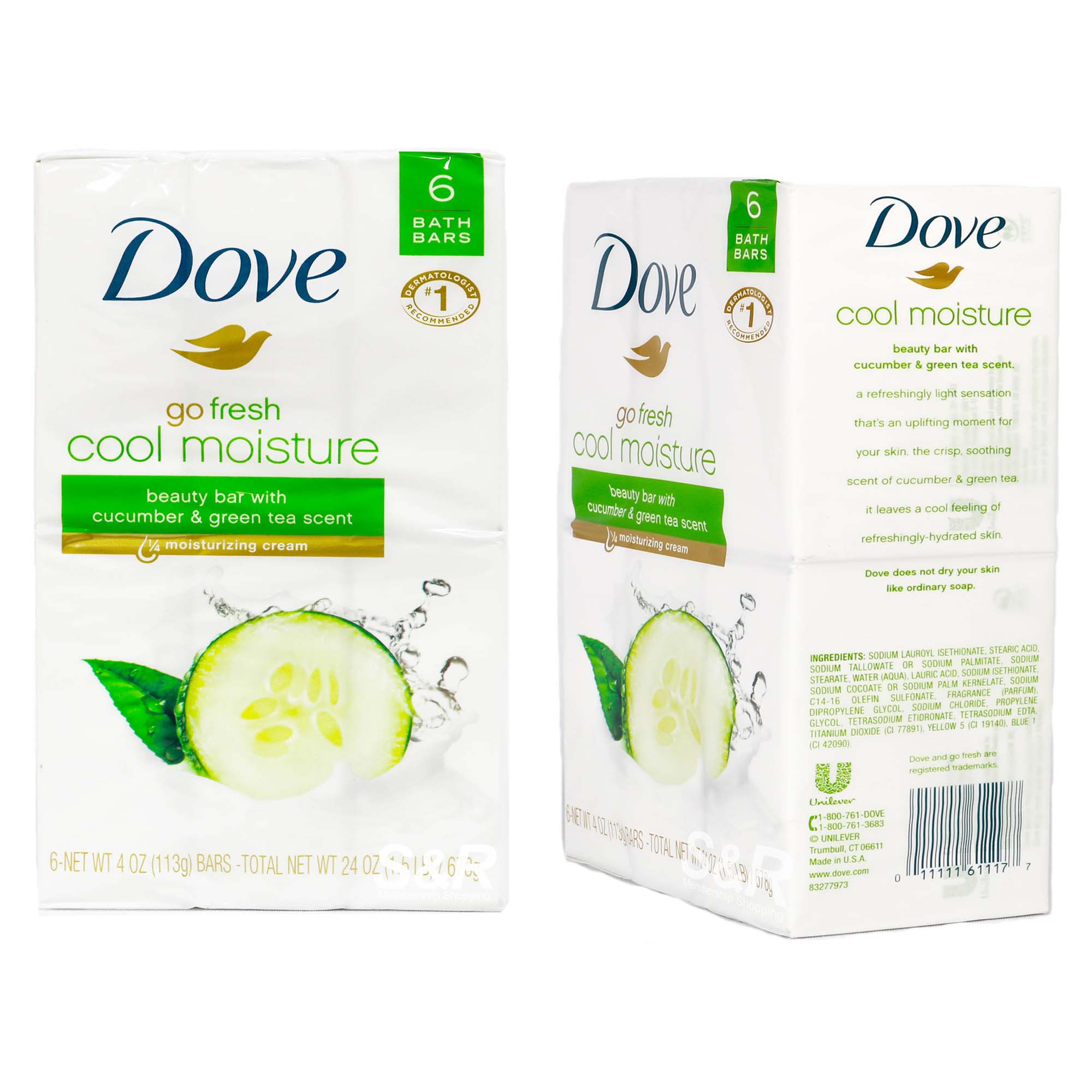 Dove Go Fresh Cool Moisture Cucumber And Green Tea Scent Beauty Bar 6pcs