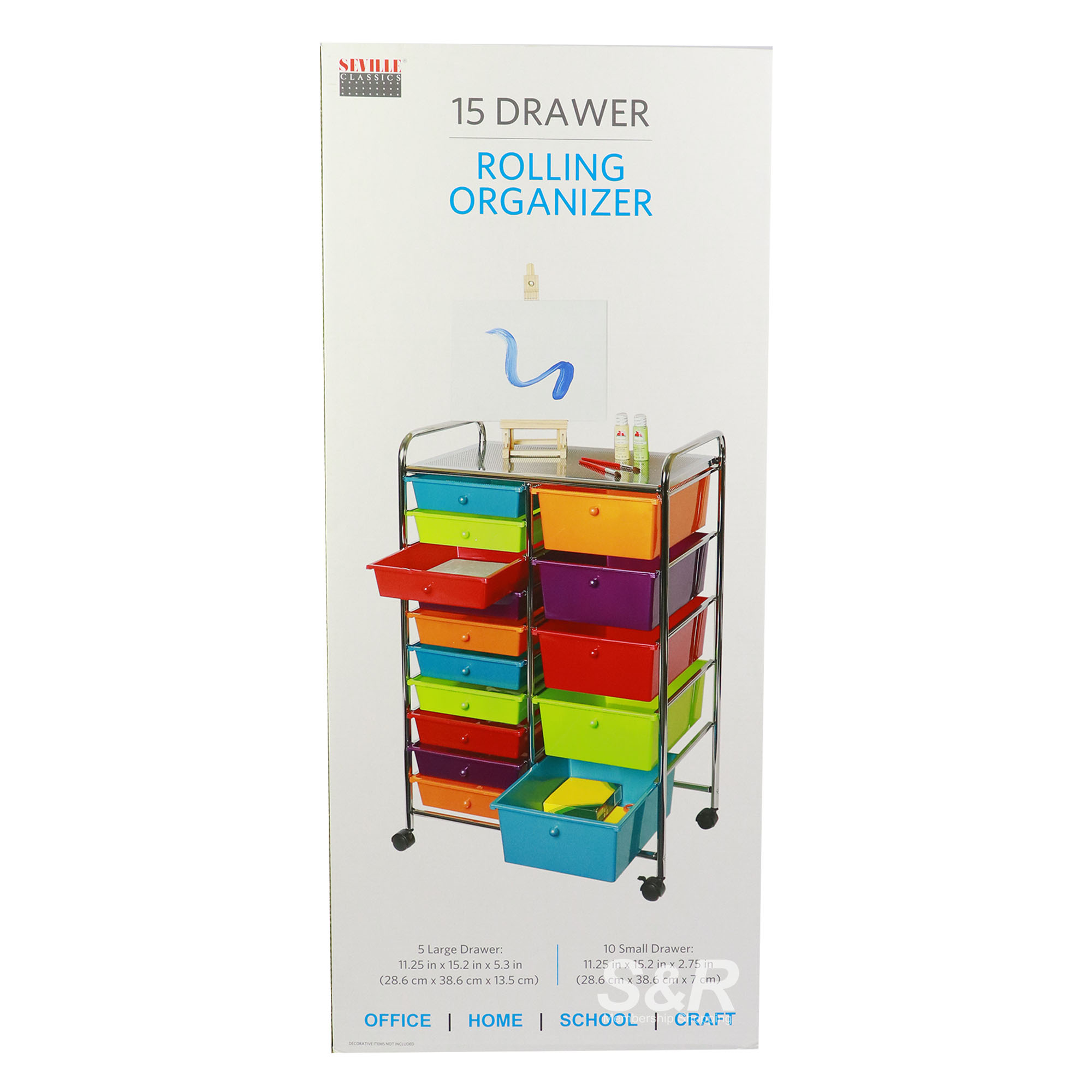 Seville Multi-Colored 15-Drawer Cart 1pc