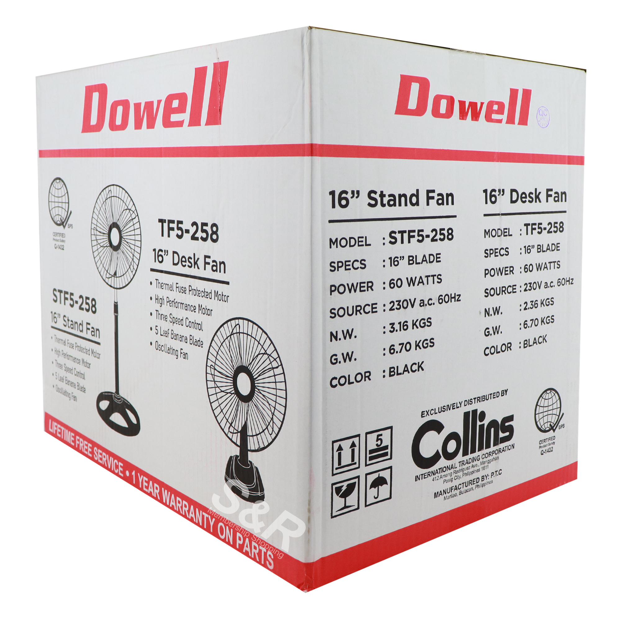 Dowell Stand and Desk Fan STF5-258/TF5-258