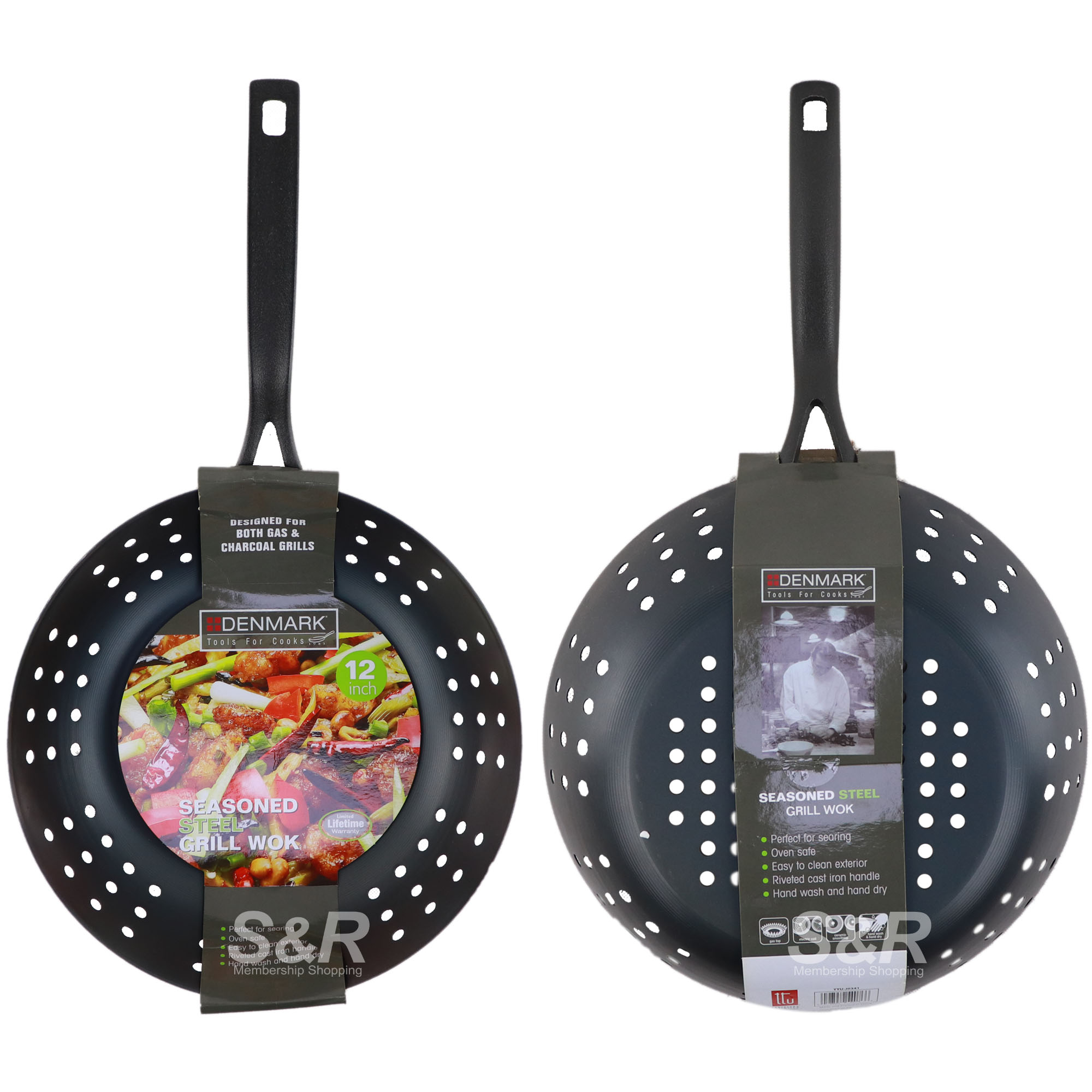 Denmark Seasoned Steel Grill Wok 12in