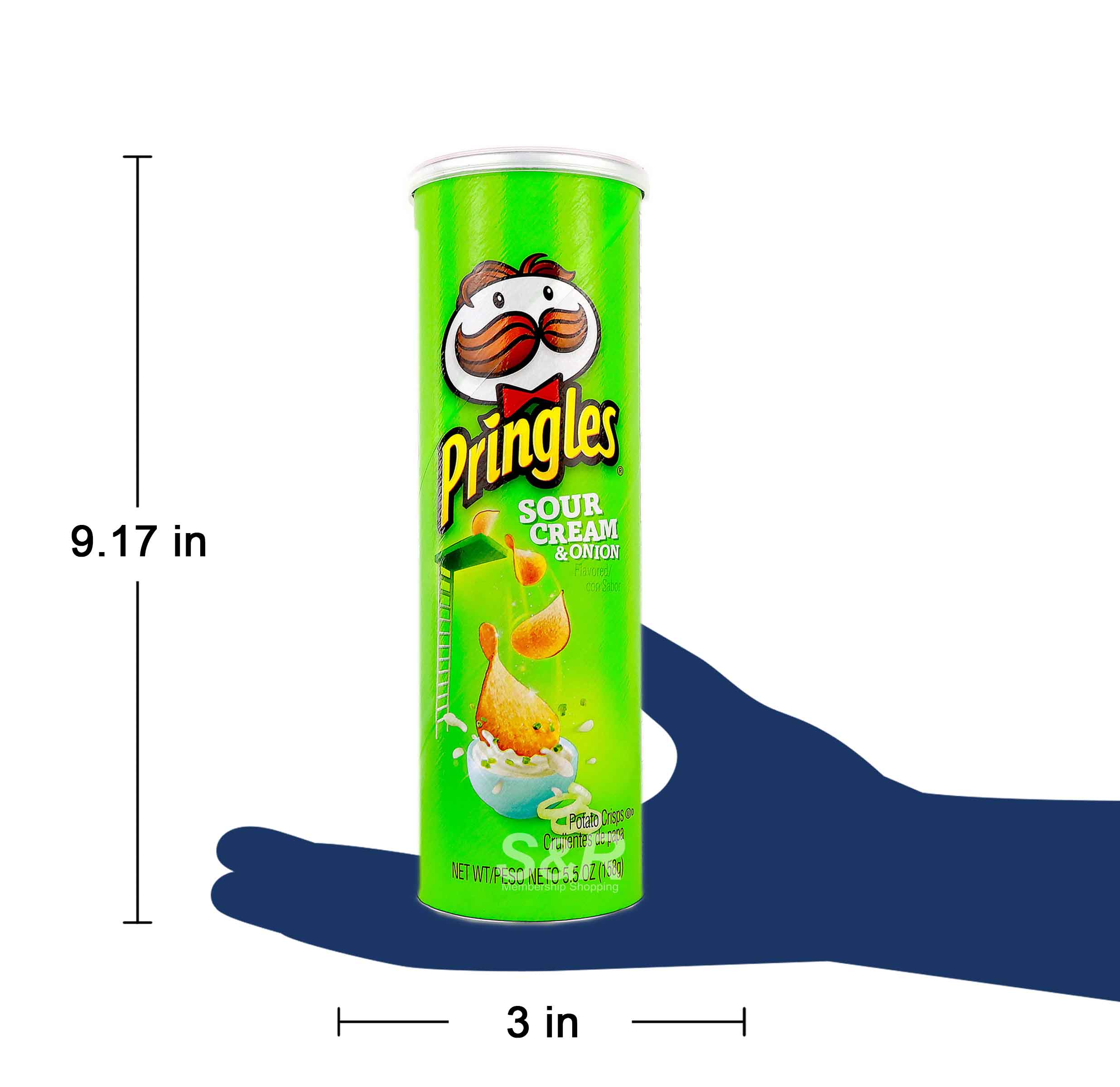 Pringles Sour Cream and Onion Flavored Potato Crisps 158g