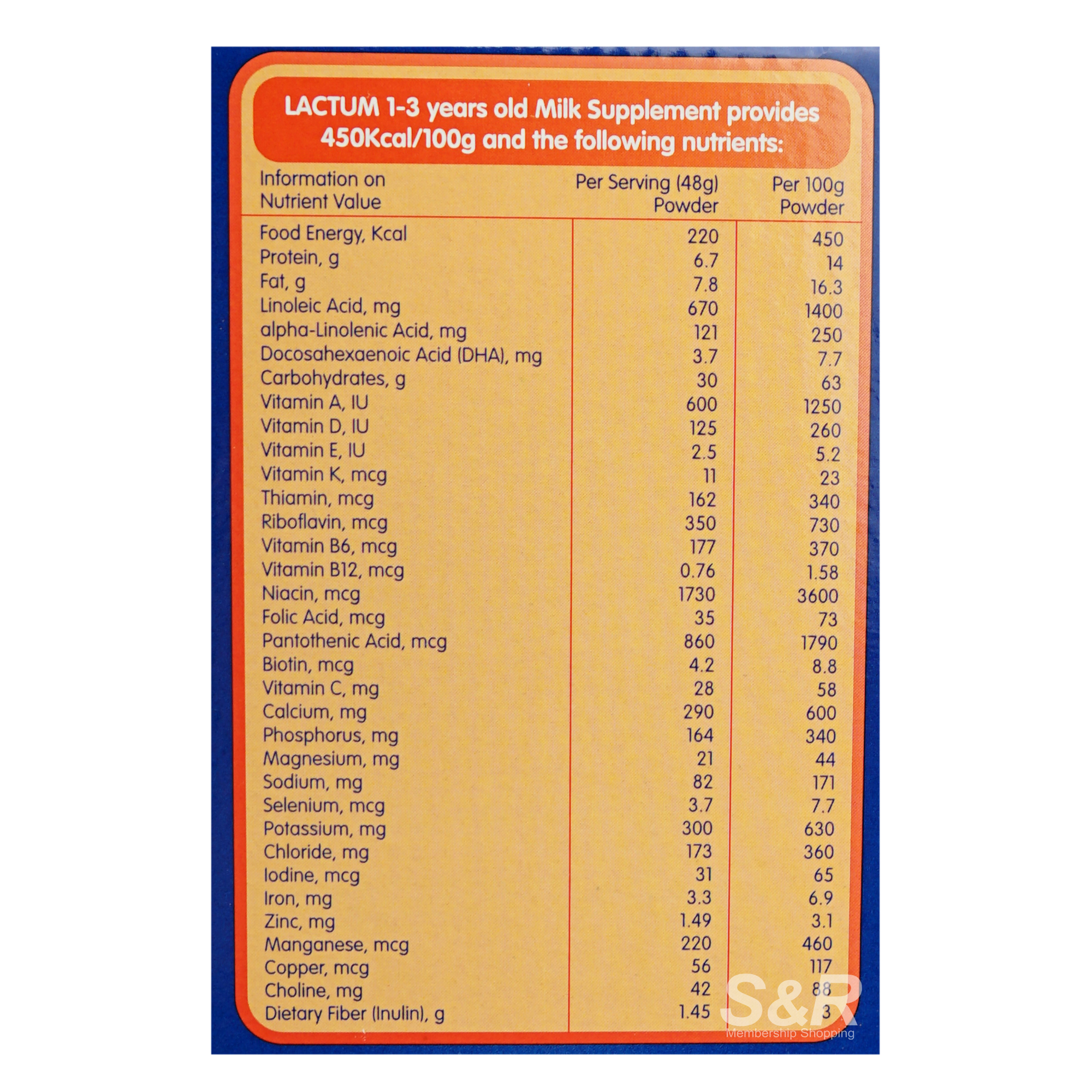 Lactum 1-3 years old Milk Supplement Powder Plain Flavor 2.4kg