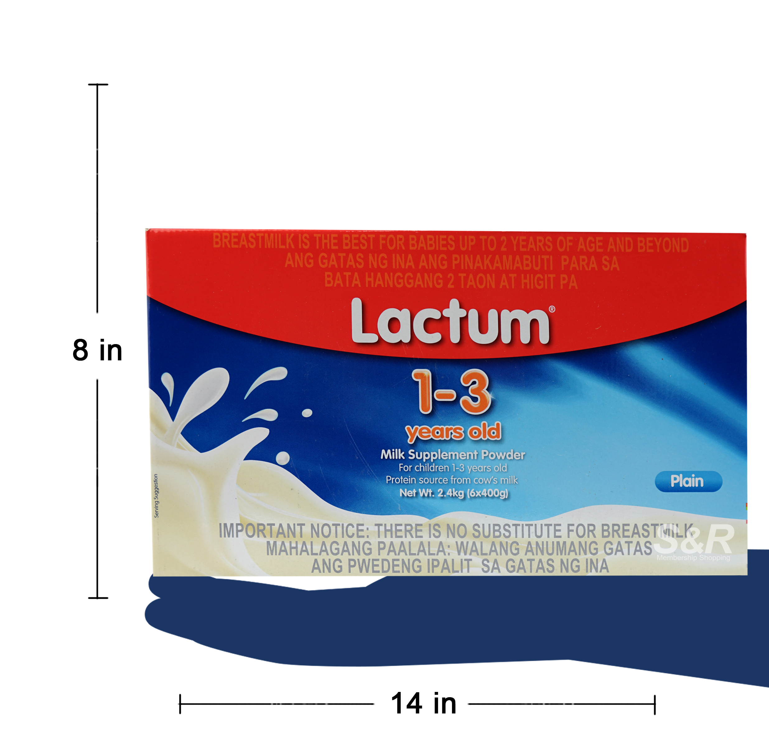 Lactum 1-3 years old Milk Supplement Powder Plain Flavor 2.4kg