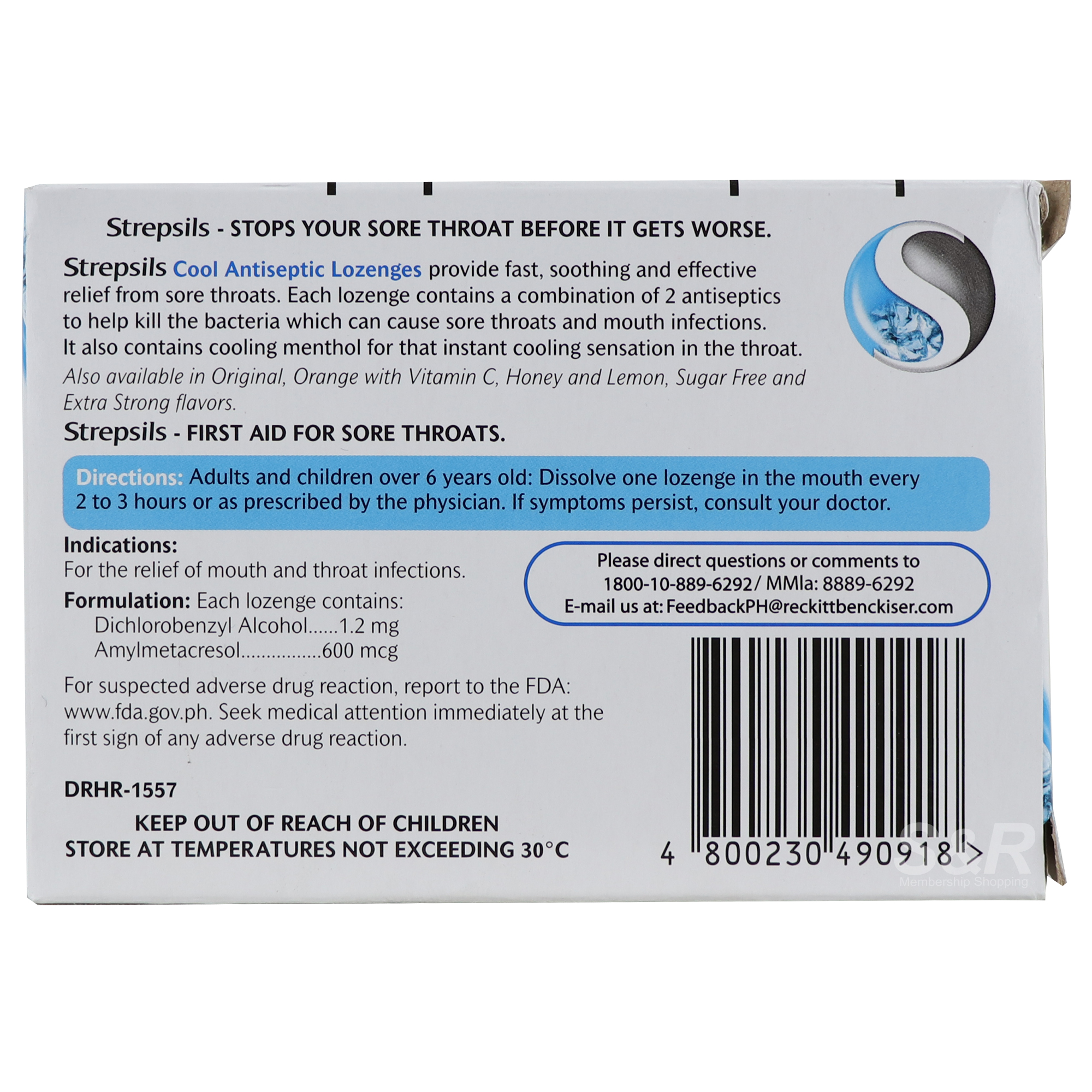 Strepsils Antiseptic Cooling Sensation 24 Lozenges