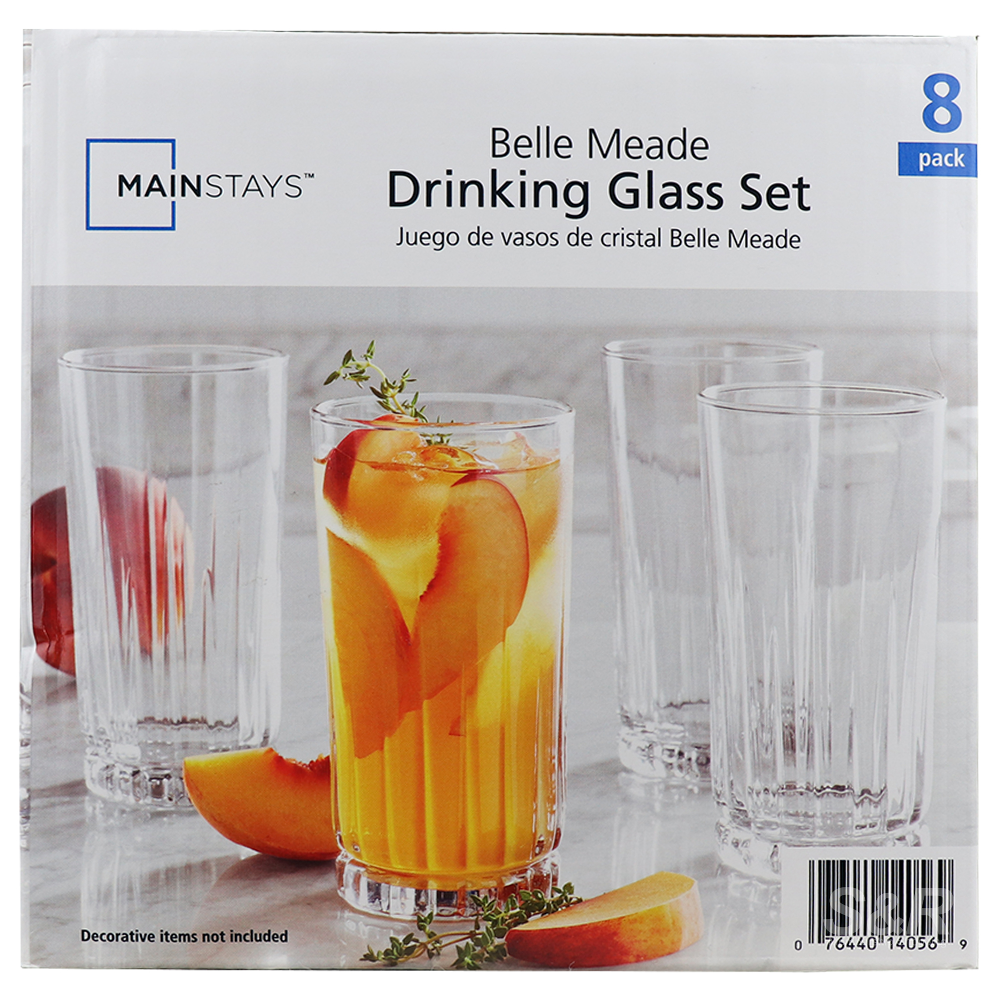 Mainstays Belle Meade Drinking Glass Set 8x473mL